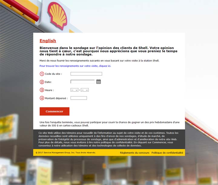 Concours La voix du client de Shell. Cartes-cadeaux Shell 500