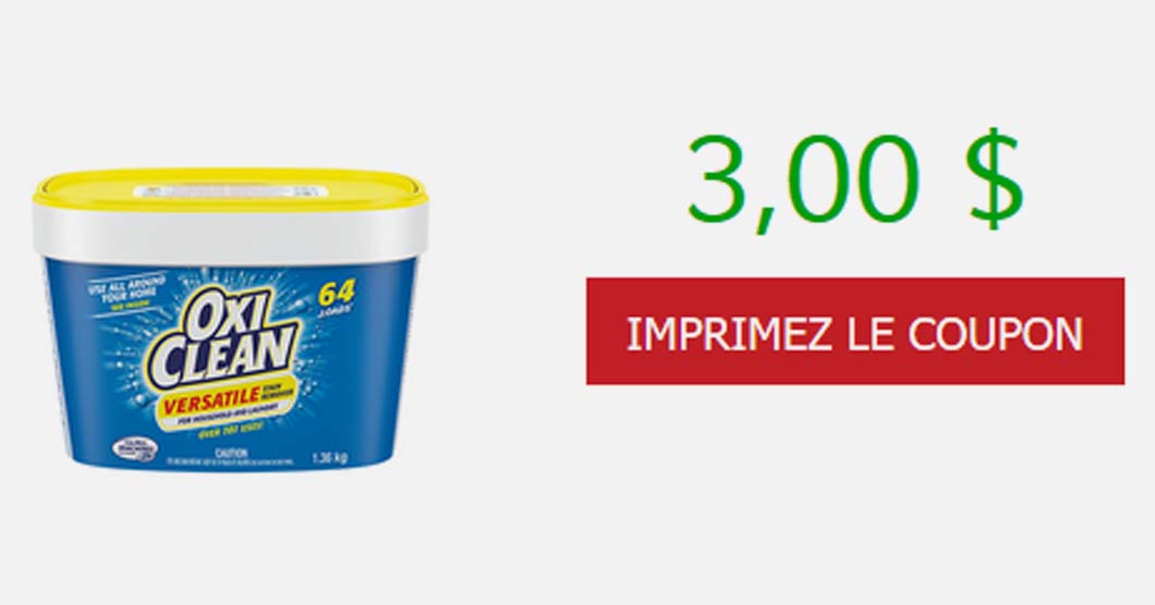 Coupons rabais OxiClean à imprimer - Coupons OxiClean imprimable